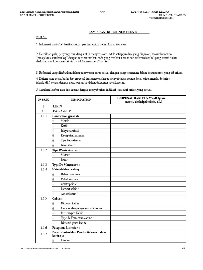 Kuesioner lift | PDF