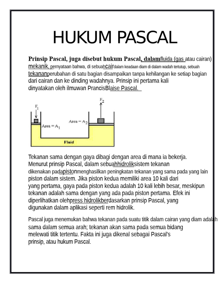 Hukum Pascal dalam Mekanika Fluida | PDF