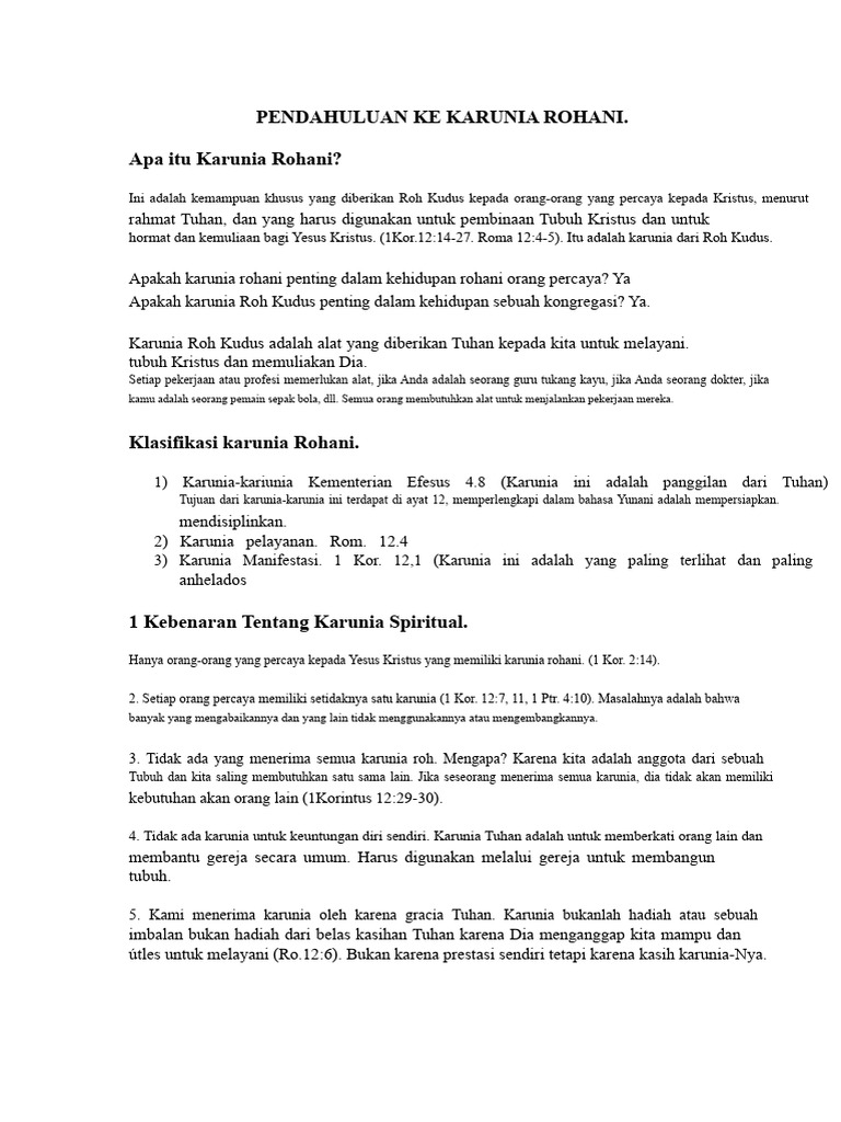 Pendahuluan Tentang Karunia Rohani | PDF