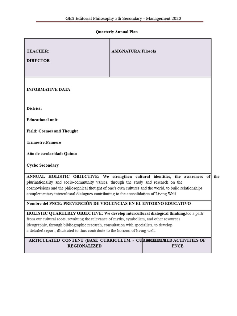 Plan 5 Philosophy | PDF | Liberal Arts Education