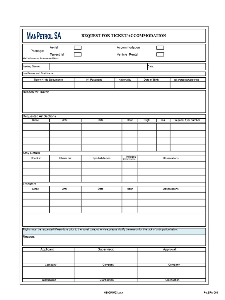 Application Form For Tickets and Accommodation | PDF