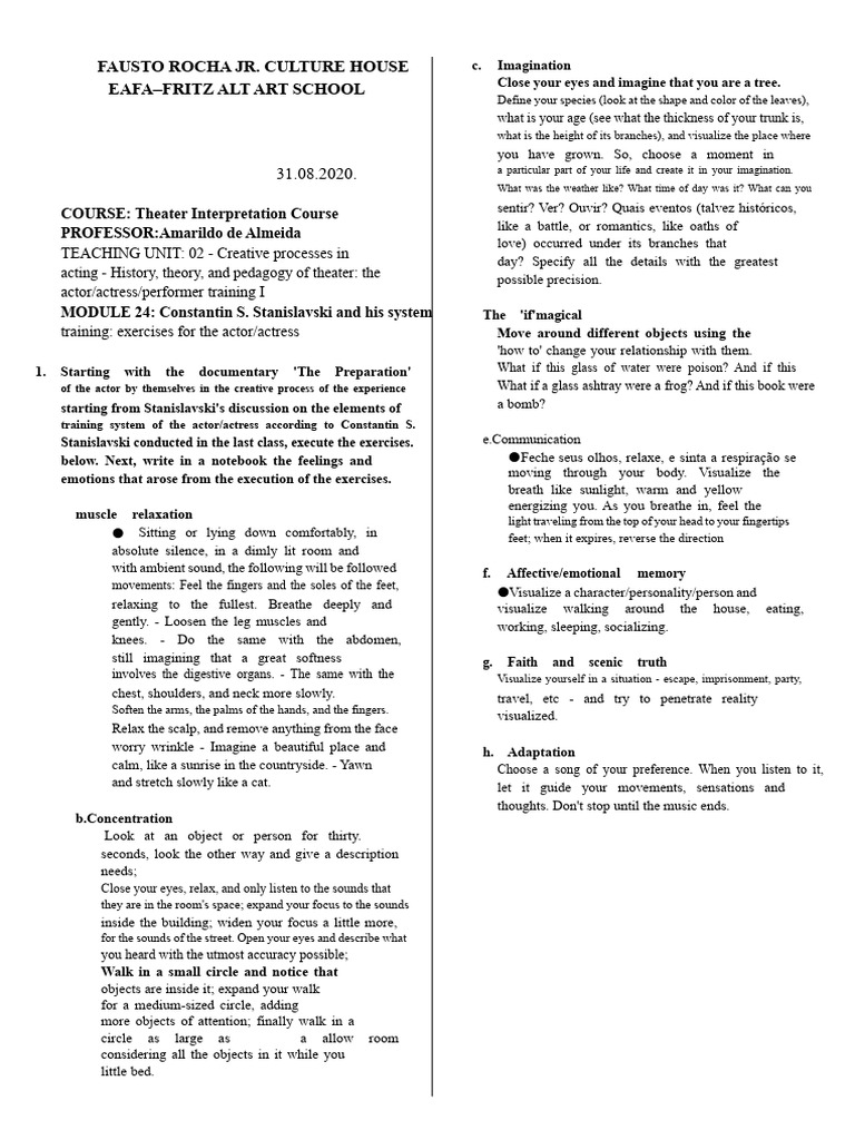 Exercises For The Actor-Actress - Constantin S. Stanislavski | PDF | Finger