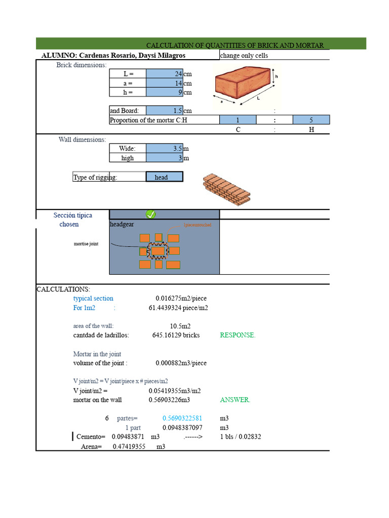 Brick and Mortar Quantity Calculation | PDF | Brick | Masonry