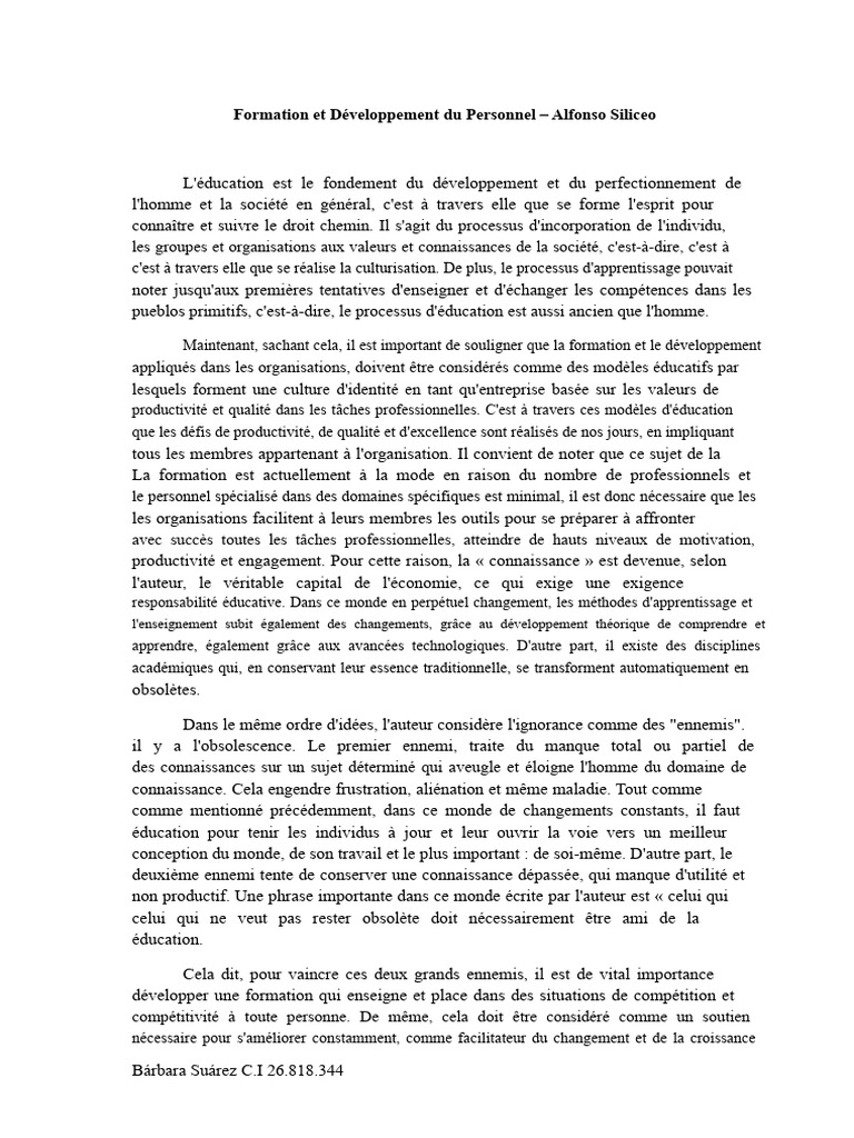 Formation et Développement du Personnel | PDF | Apprentissage