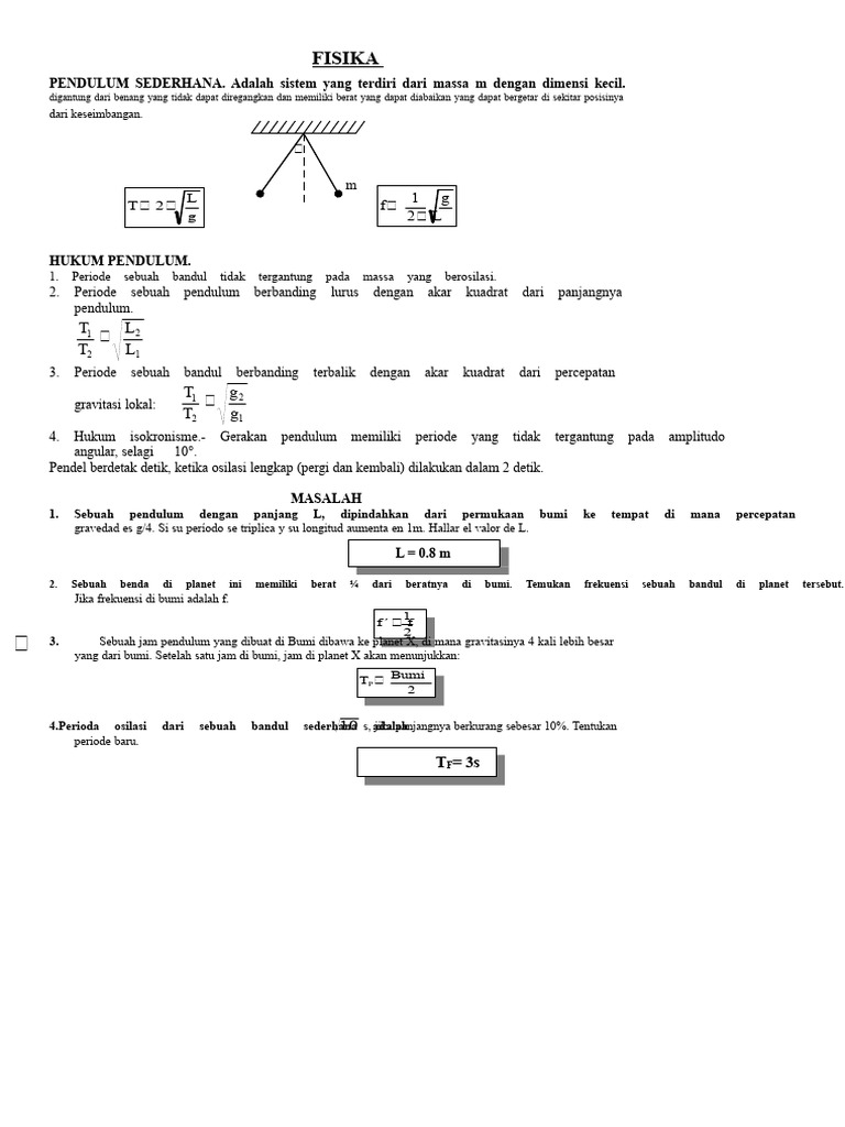 Hukum dan Masalah Pendulum Sederhana | PDF