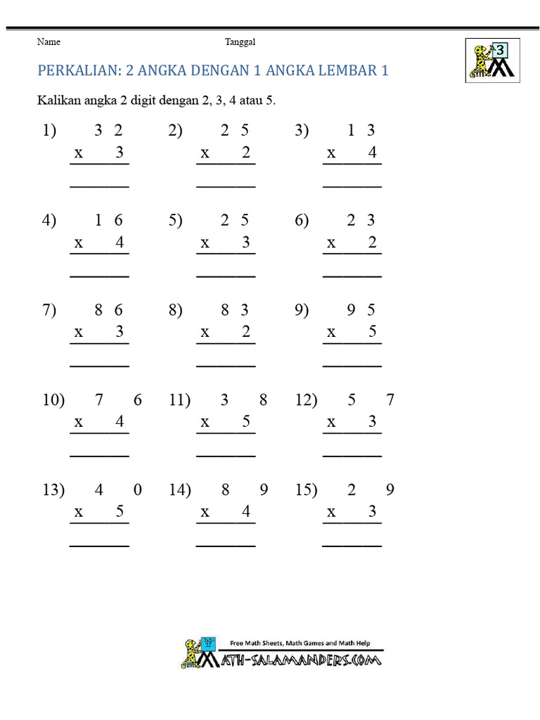 Latihan Perkalian Angka 2 Digit | PDF
