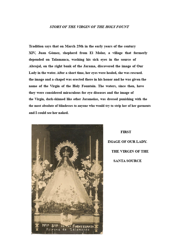 Virgin of The Holy Fountain | PDF | Mary, Mother Of Jesus | Clothing