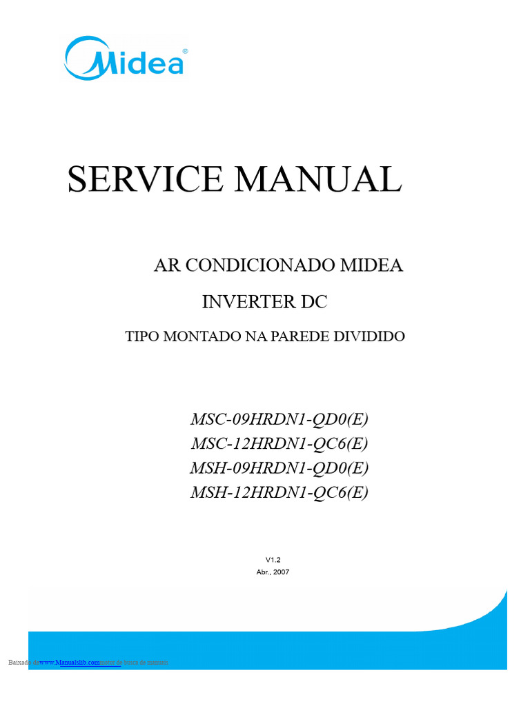 Midea MANUAL DE SERVIÇO PDF | PDF | Refrigeração | Fonte de energia