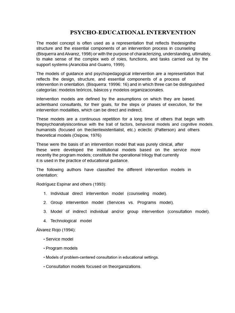 Psycho-Educational Intervention Models | PDF | Attitude (Psychology ...