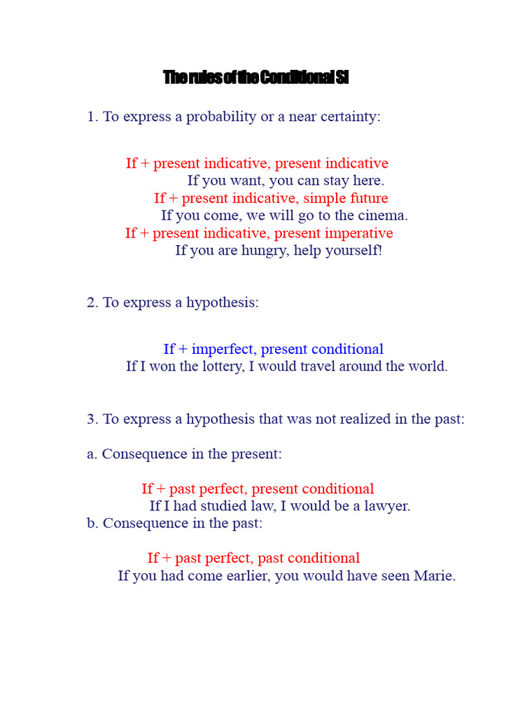 The Rules The Rules of The Conditional SI | PDF | Syntax | Linguistics