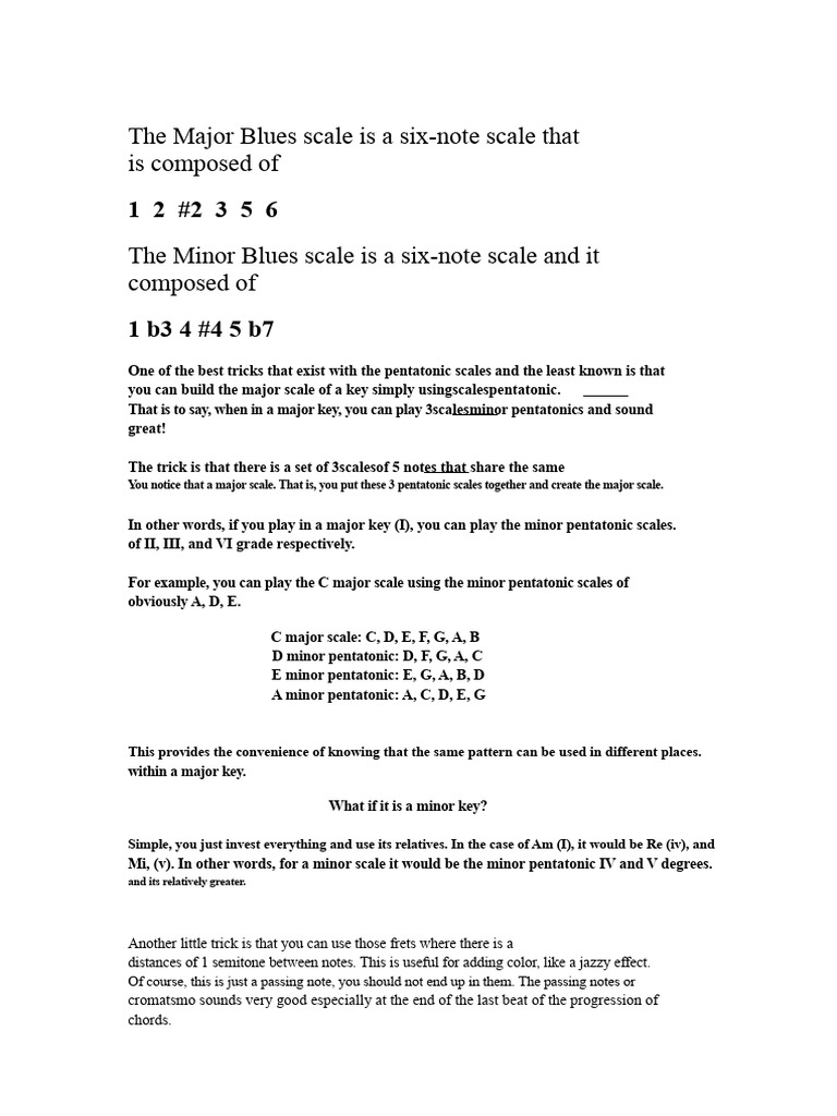 The Major Blues Scale | PDF | Scale (Music) | Musical Techniques