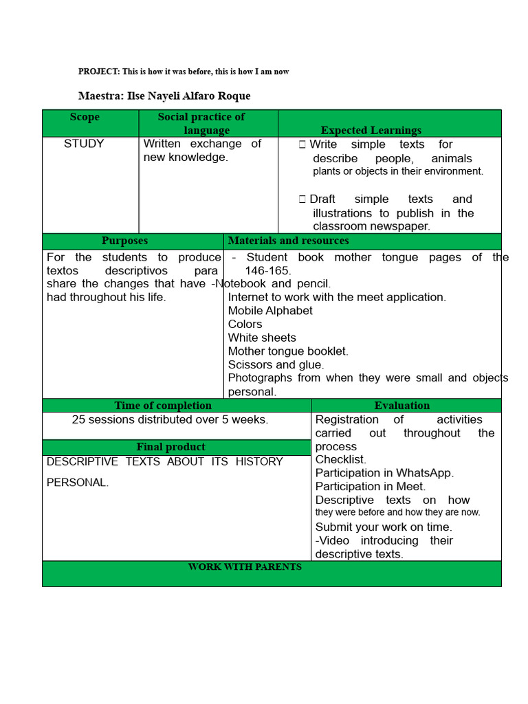 Descriptive Texts: Personal Growth Project | PDF | Letter Case | Books