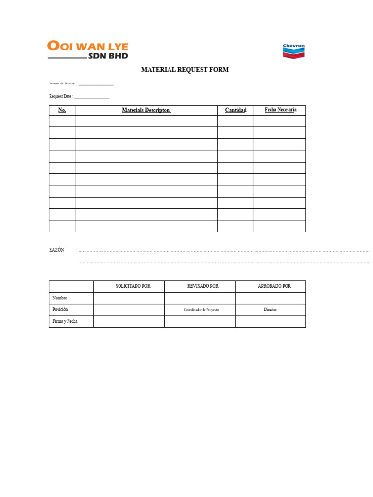 Formulario de Solicitud de Materiales | PDF