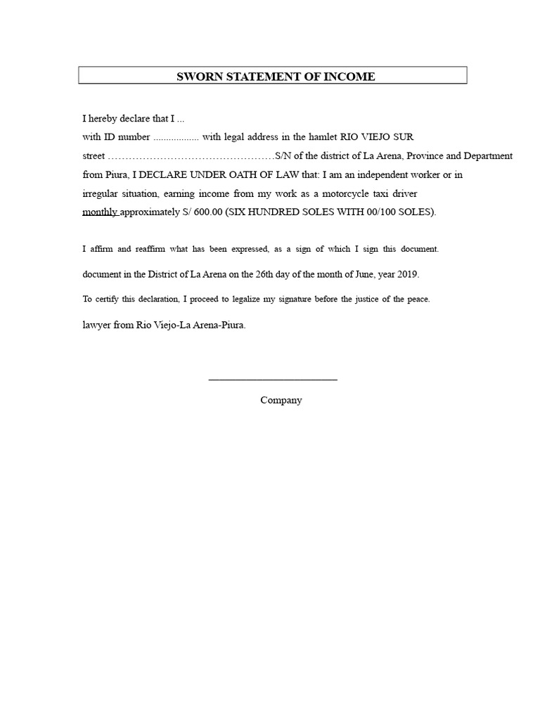Income Affidavit | PDF