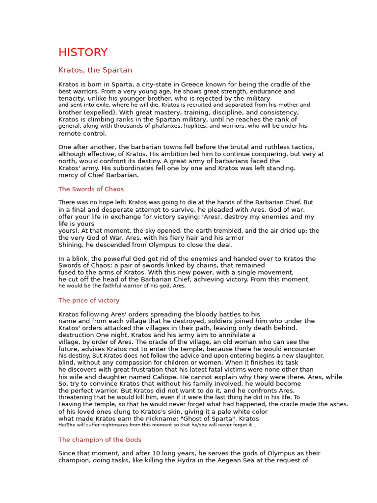 History of Kratos | PDF | Zeus | Twelve Olympians