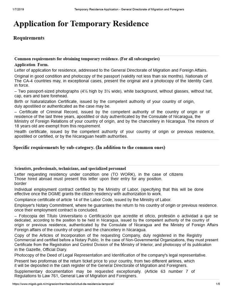 Temporary Residence Application Guide | PDF | Identity Document ...