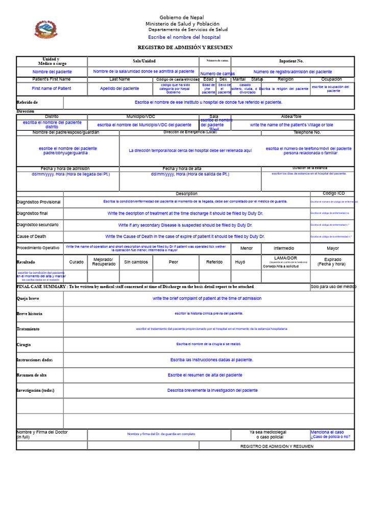Admisión y Alta | PDF | Hospital | Ciencias de la Salud