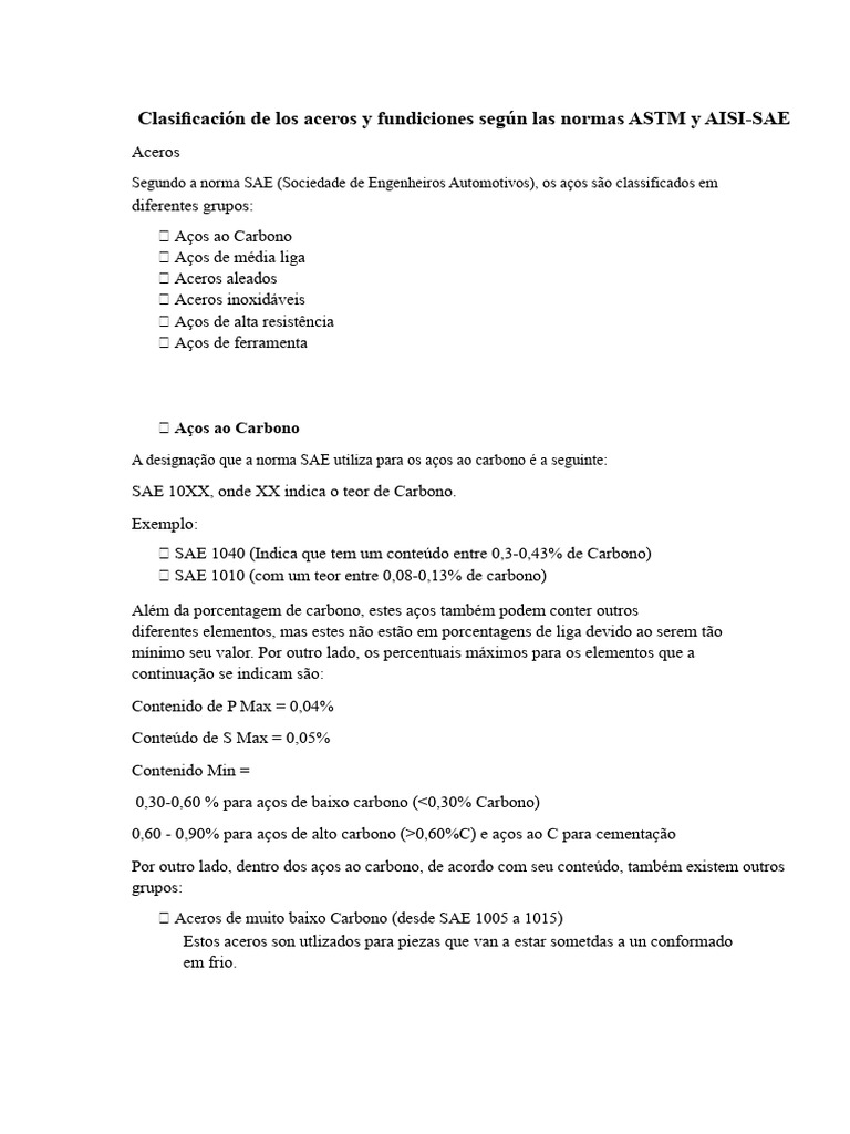 Classificação de Aços e Fundições ASTM | PDF