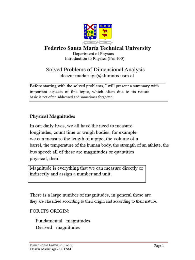 Dimensional Analysis in Physics | PDF | International System Of Units ...