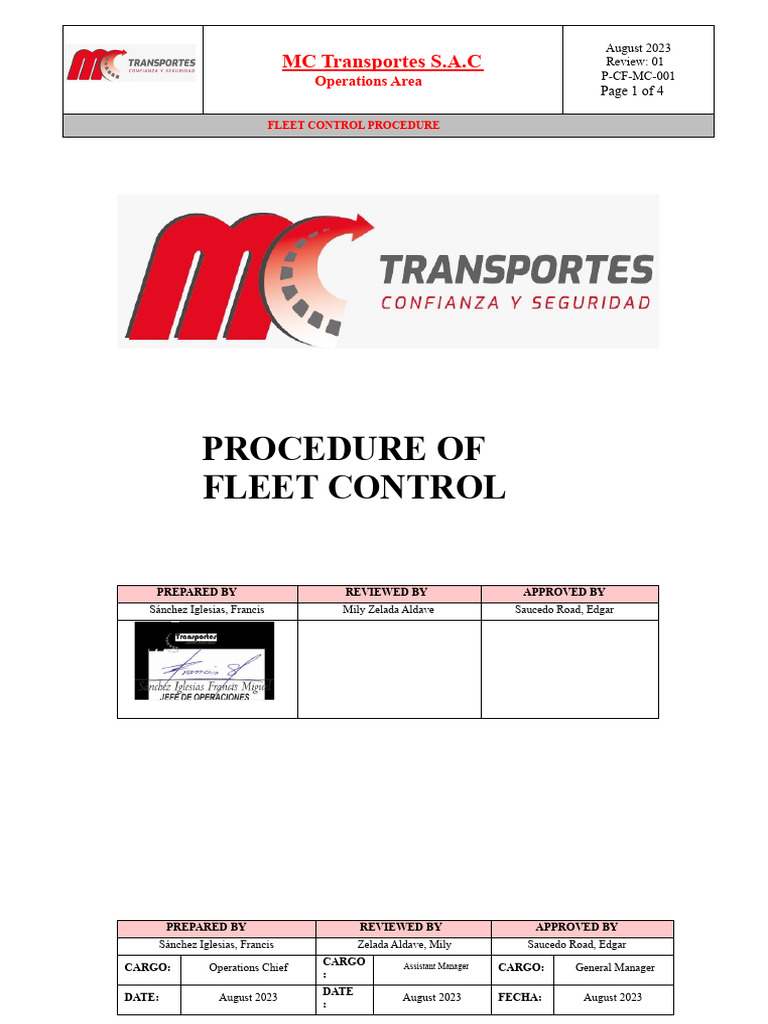 Fleet Control Procedure | PDF