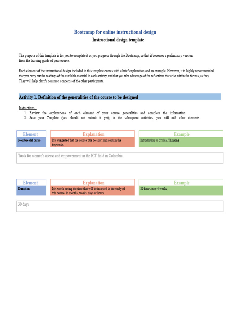 Online Instructional Design Bootcamp Template | PDF | Critical Thinking ...