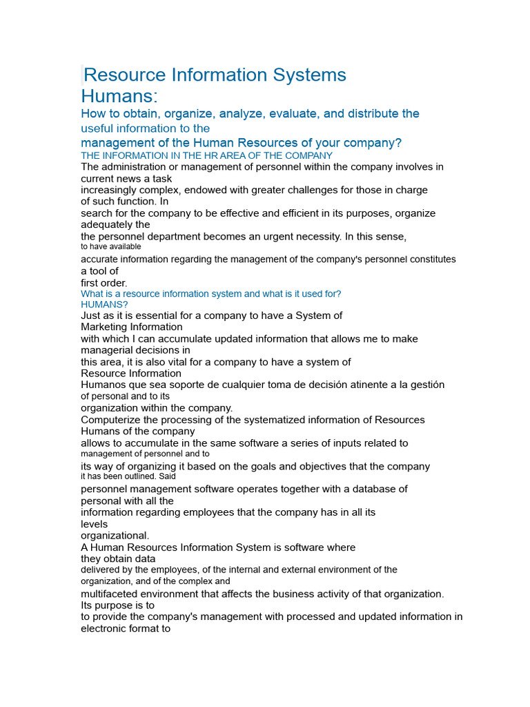 Human Resources Information Systems Guide | PDF | Human Resources ...