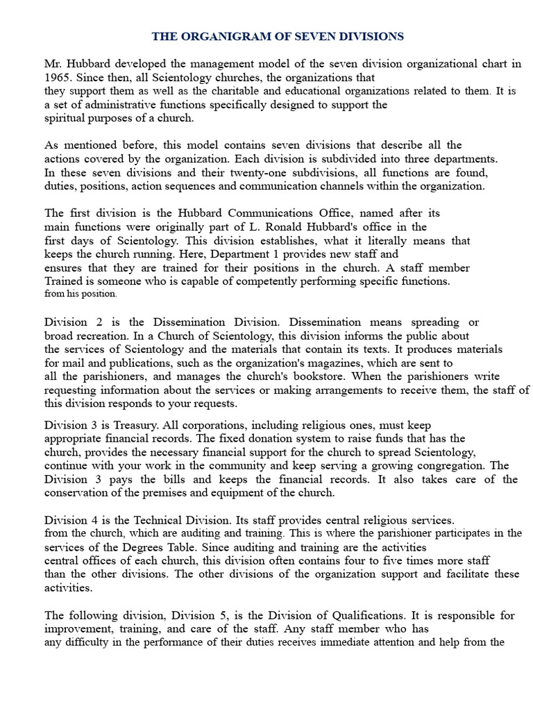 Seven Division Organizational Chart | PDF | Ufo Religions