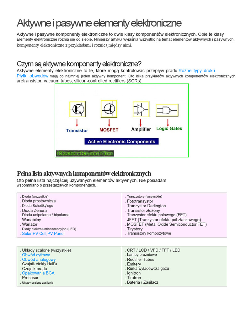 Aktywne I Bierne Elementy Elektryczne | PDF