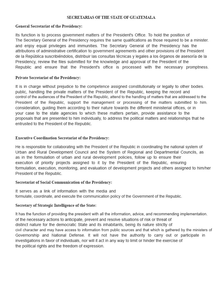 Secretaries of State of Guatemala | PDF | Presidents Of The United ...