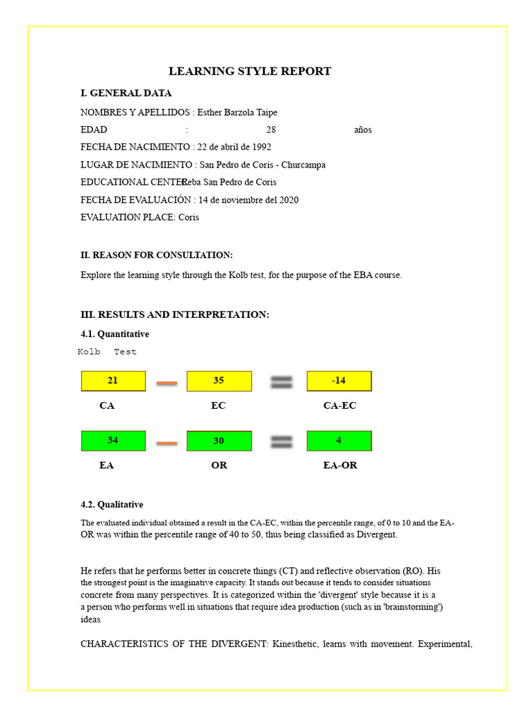 Learning Style Report | PDF | Learning Styles | Learning