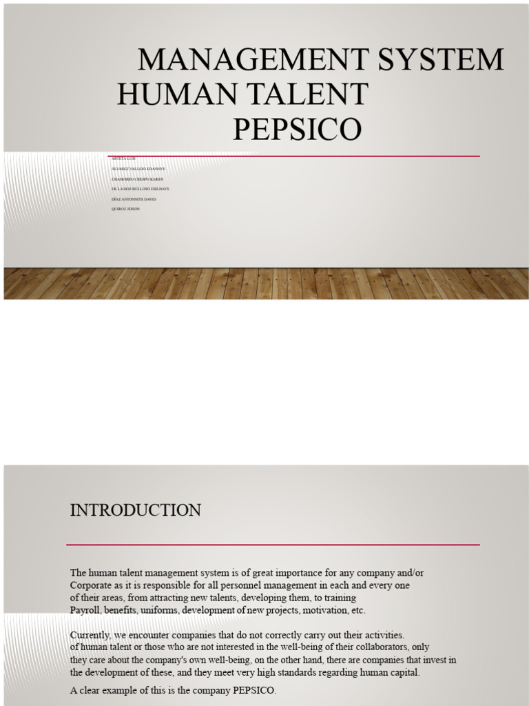 Human Talent Management at PepsiCo | PDF