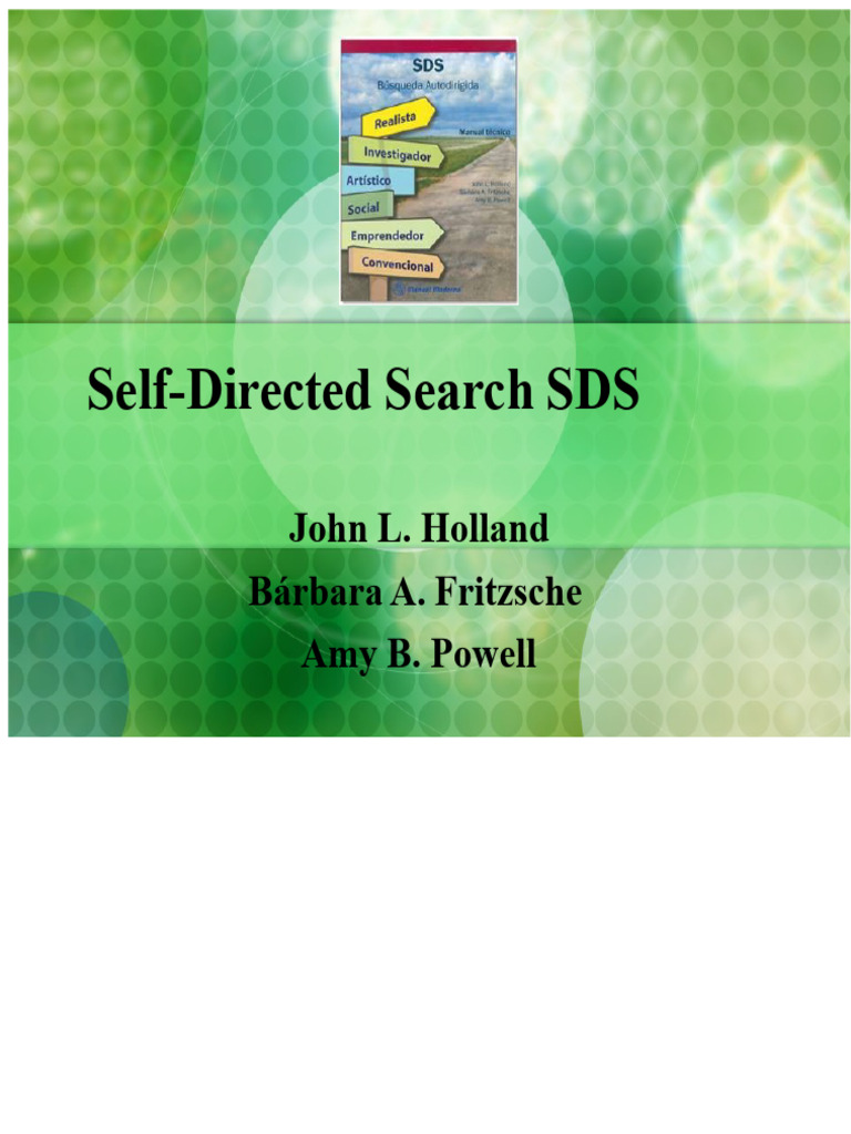 Self-Directed Search (SDS) Overview | PDF