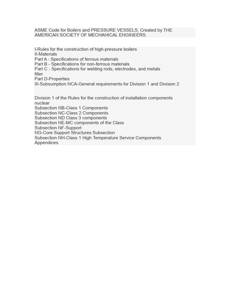 ASME Code For Boilers and PRESSURE VESSELS | PDF