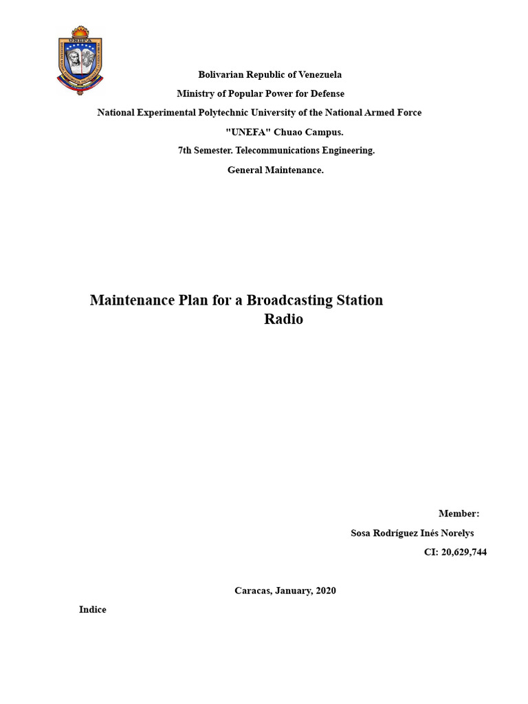 Radio Station Maintenance Plan | PDF | Electrical Engineering | Electronics