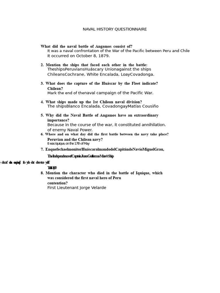 Naval History Questionnaire | PDF