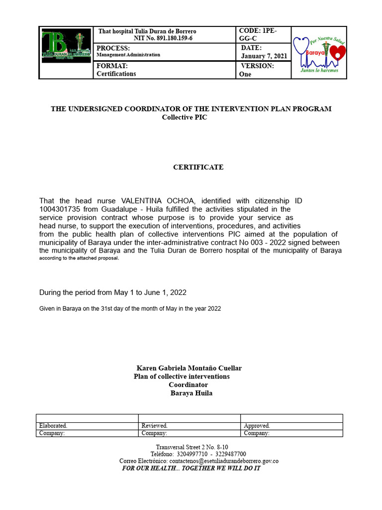 Certificate Pic-Coordinator | PDF