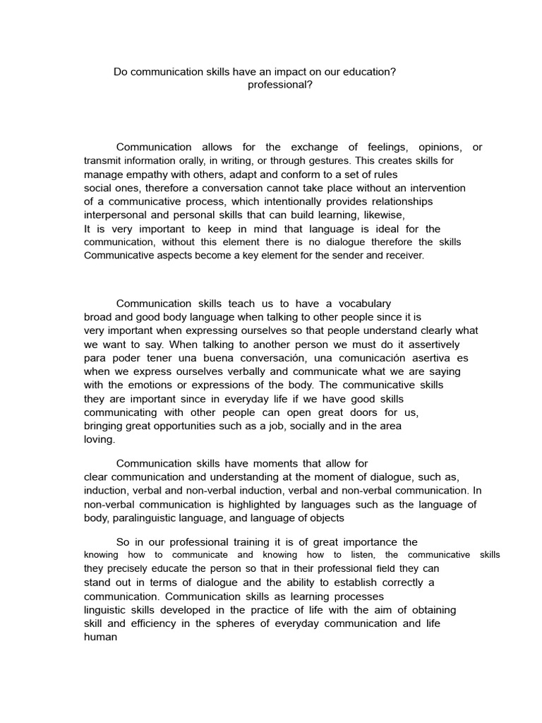 Essay On Communication Skills | PDF | Communication | Nonverbal ...