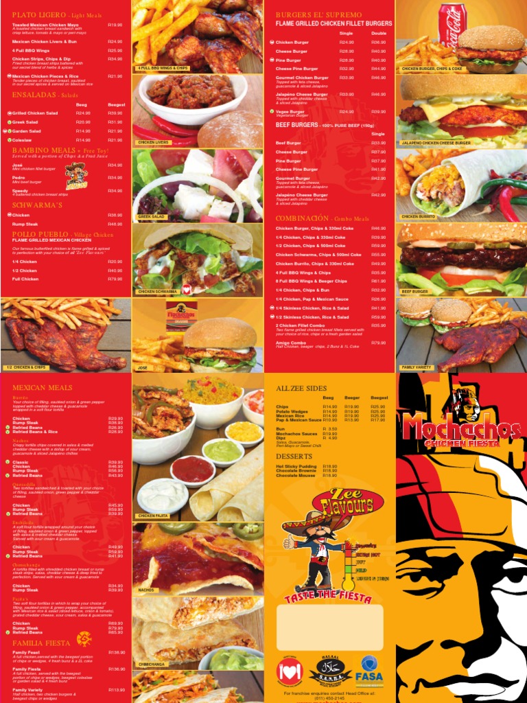 Mochachos Menu | PDF | Burrito | Hamburgers