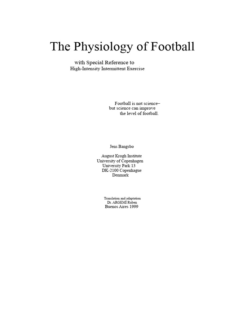 Physiology of High-Intensity Football | PDF | Skeletal Muscle | Lactic Acid