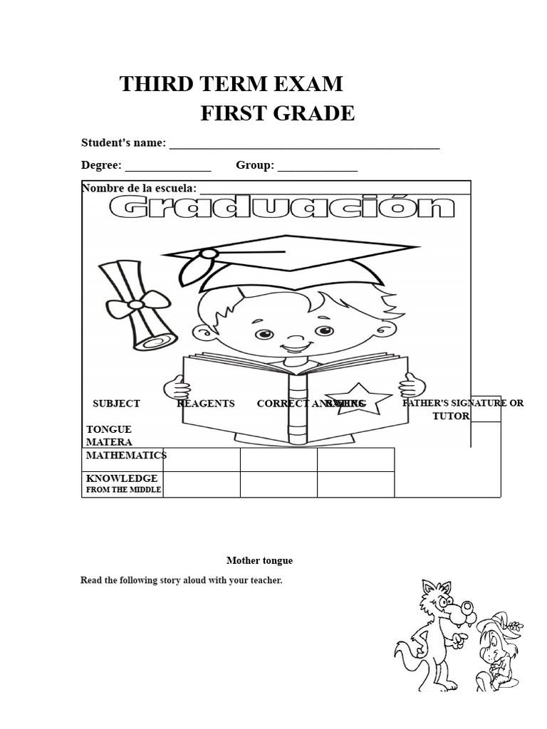 Third Trimester Exam First Grade | PDF