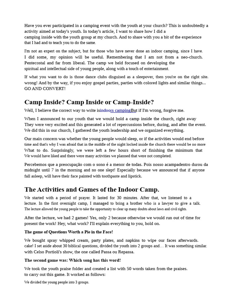 Camp Inside | PDF | Sermon | Jesus