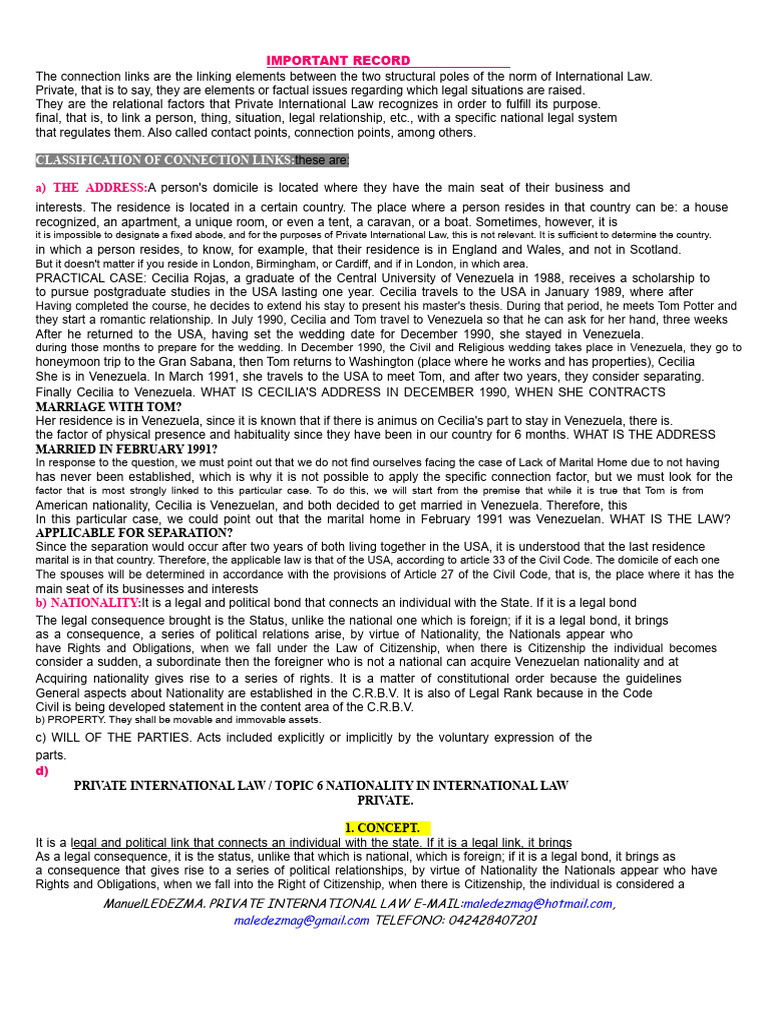 Topics 6,7,8,9,10 Private International Law USM | PDF | Naturalization ...