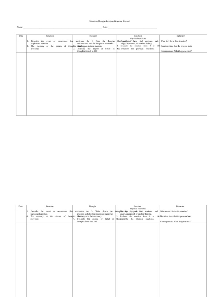 Cognitive Therapy Record Sheet | PDF | Thought | Emotions