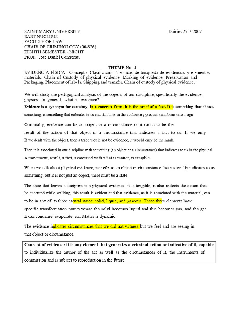 Topic 4 - Physical Evidence in Forensics | PDF | Forensic Science ...