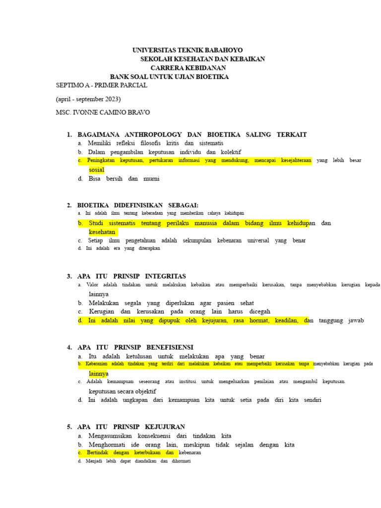 BANK SOAL BIOETIKA | PDF
