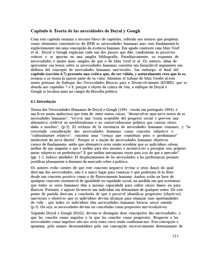 Capítulo 6 Teoria Das Necessidades de Doyal e Gough | PDF | Relativismo ...