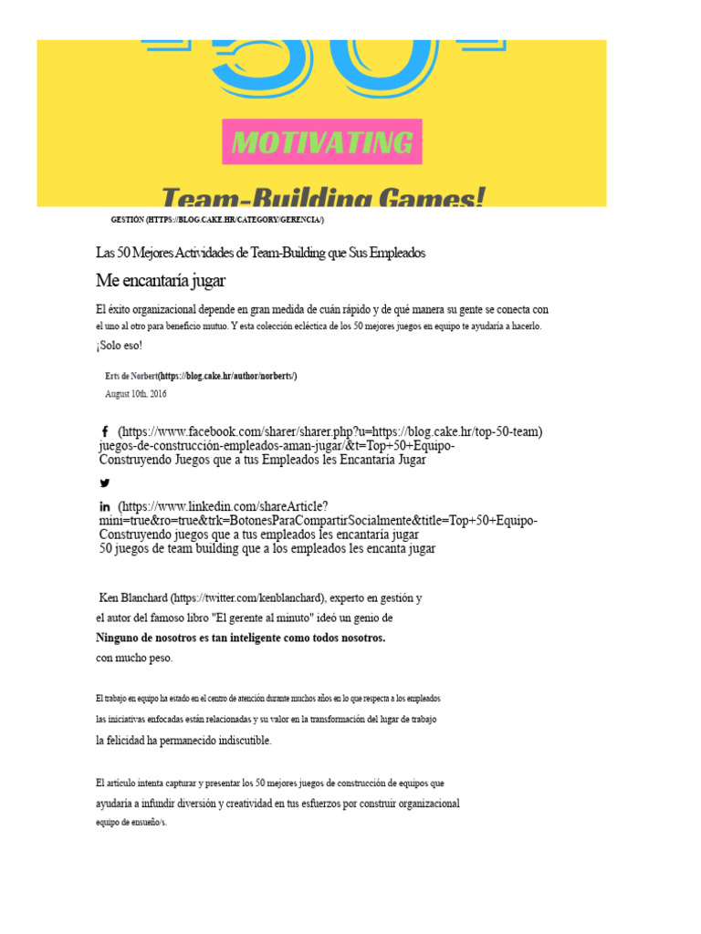 Las 50 Mejores Actividades de Team-Building Que A Tus Empleados Les ...