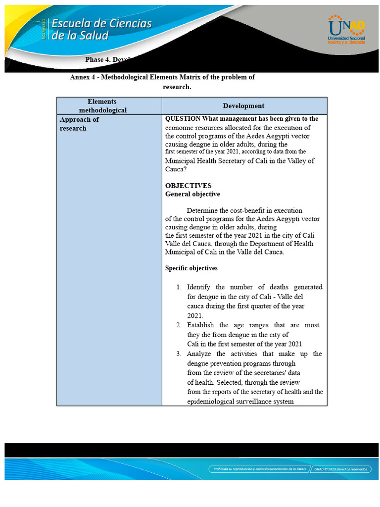 Annex 4 - Matrix of Methodological Elements of The Research Problem ...
