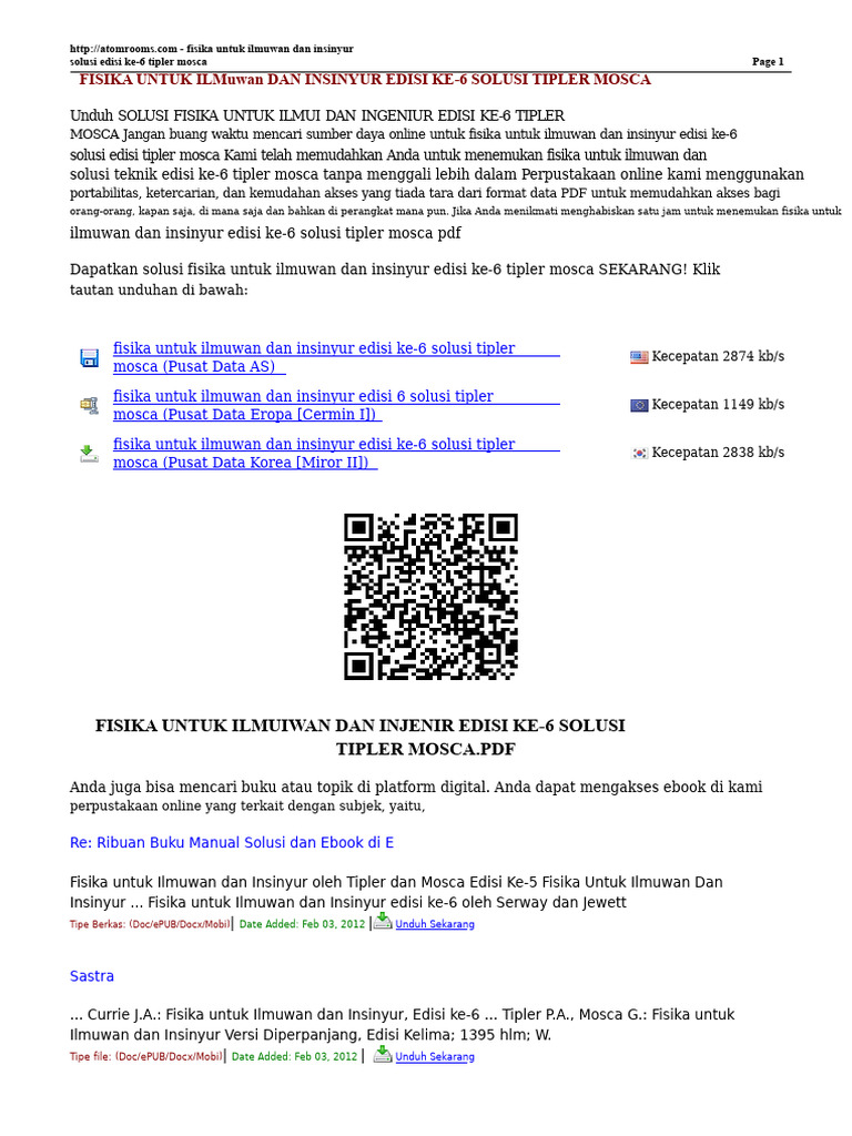 Unduh Solusi Fisika Tipler Mosca 6th | PDF
