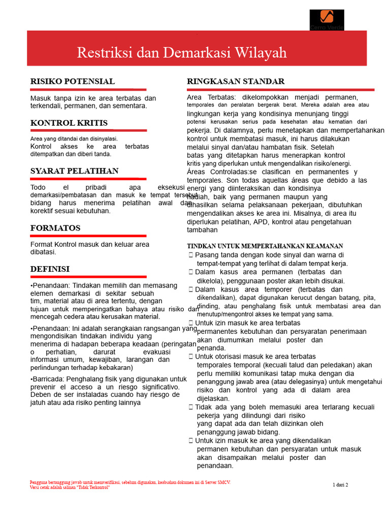 Kontrol Akses Area Terbatas dan Risiko | PDF